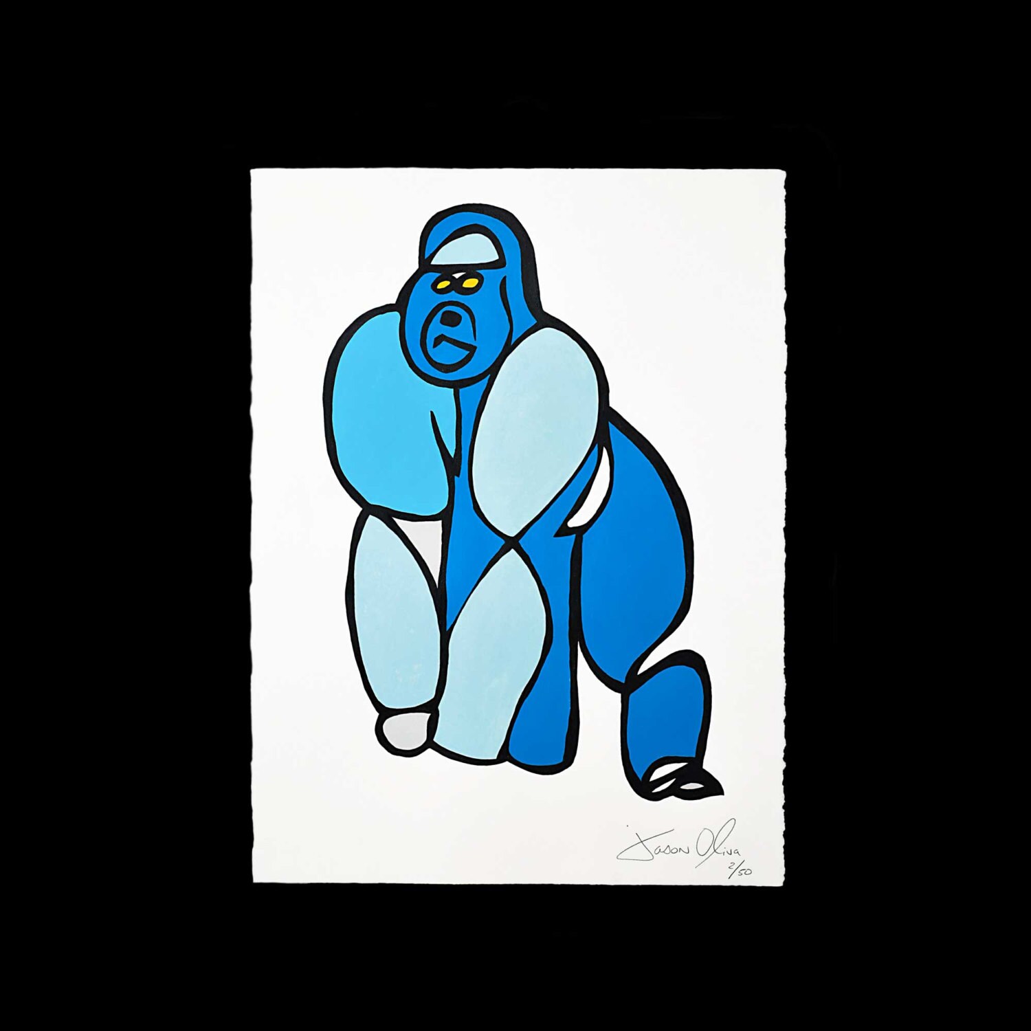 GORILLA, Medium color: Hand Painted Work on Paper, Framed Signed ...