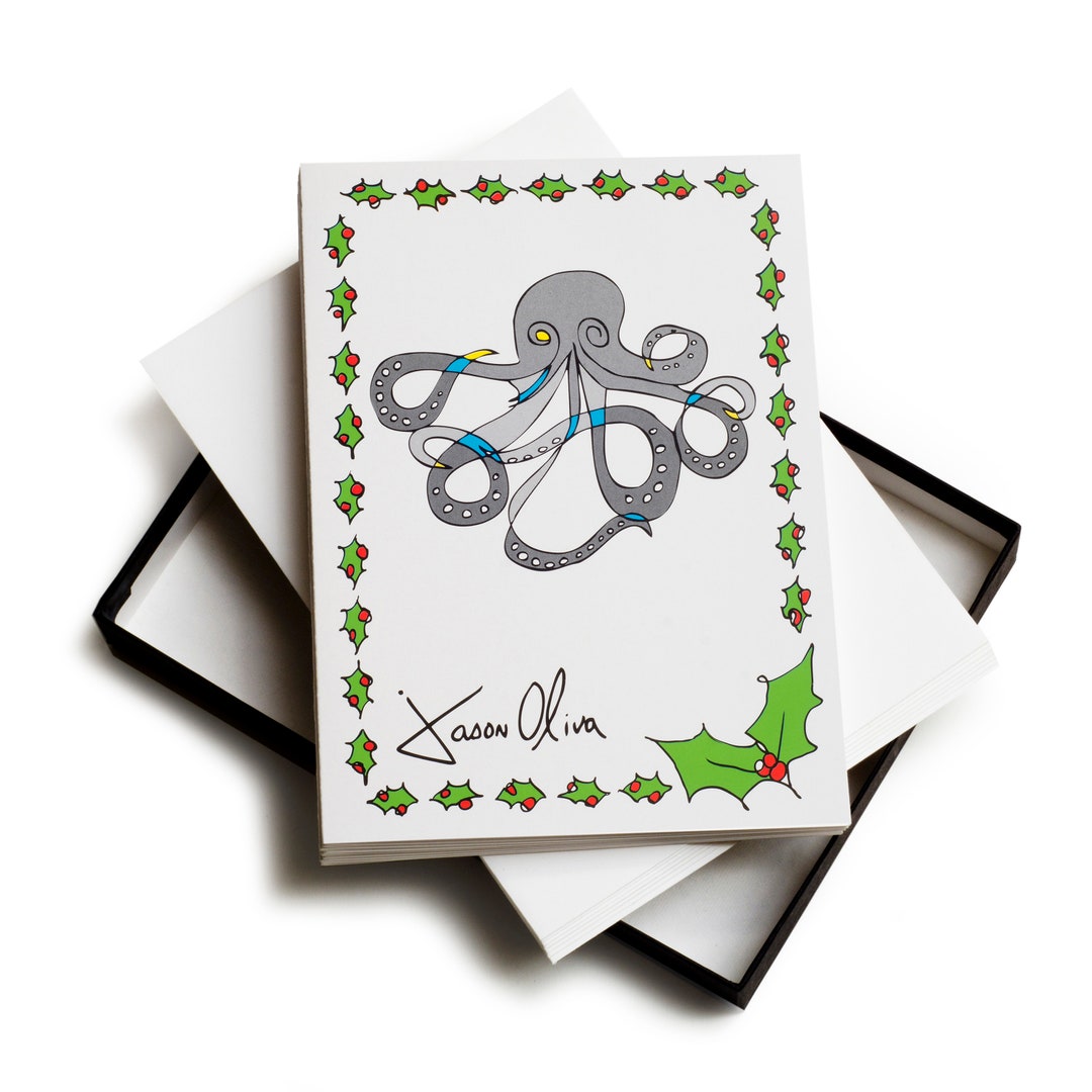 Octopus Christmas Cards/ Greeting Card Pack/ Hand Made Greeting Card ...