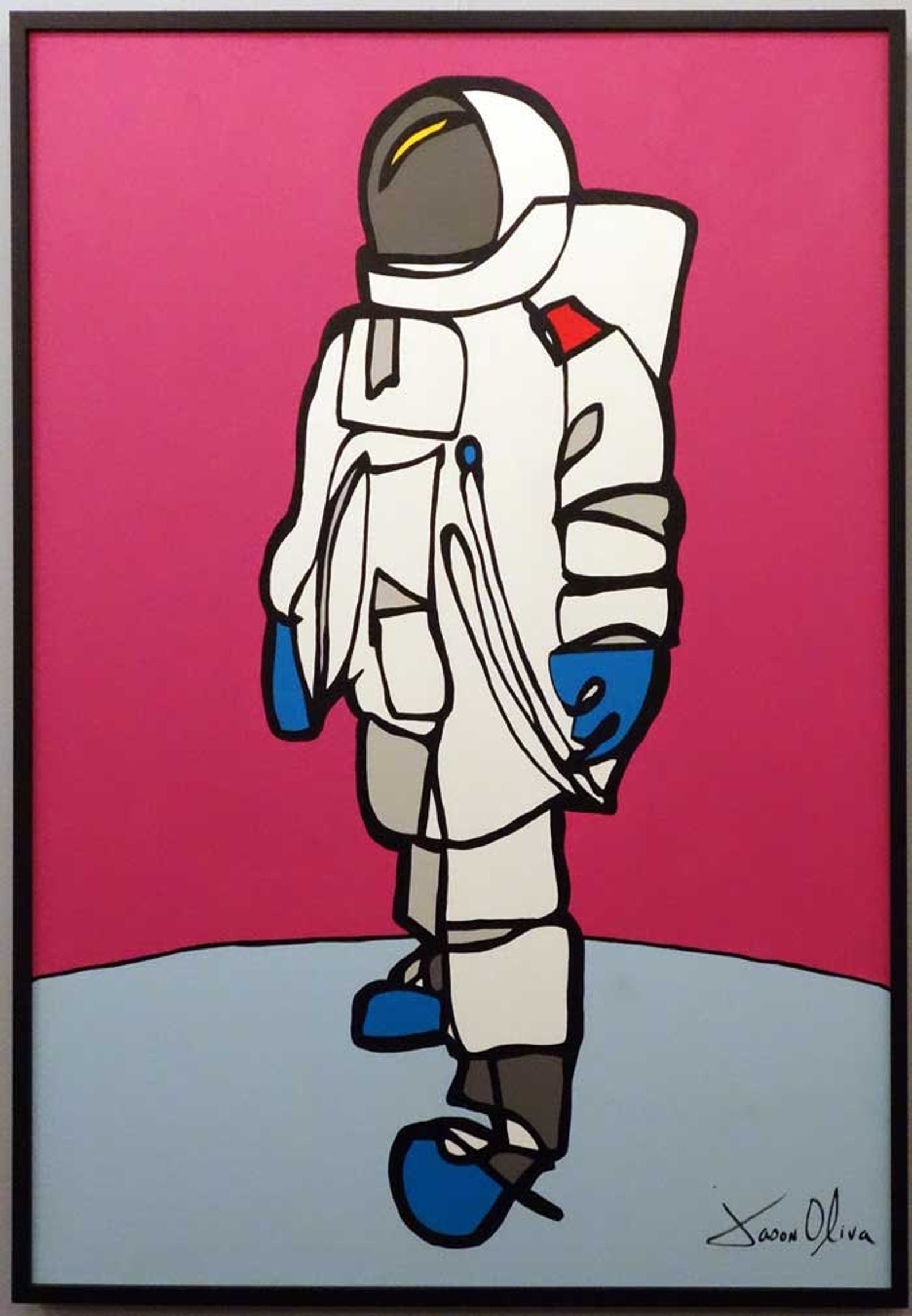 Astronaut Wall Art, Mixed Media Astronaut, Outer Space Art Small Grey ...