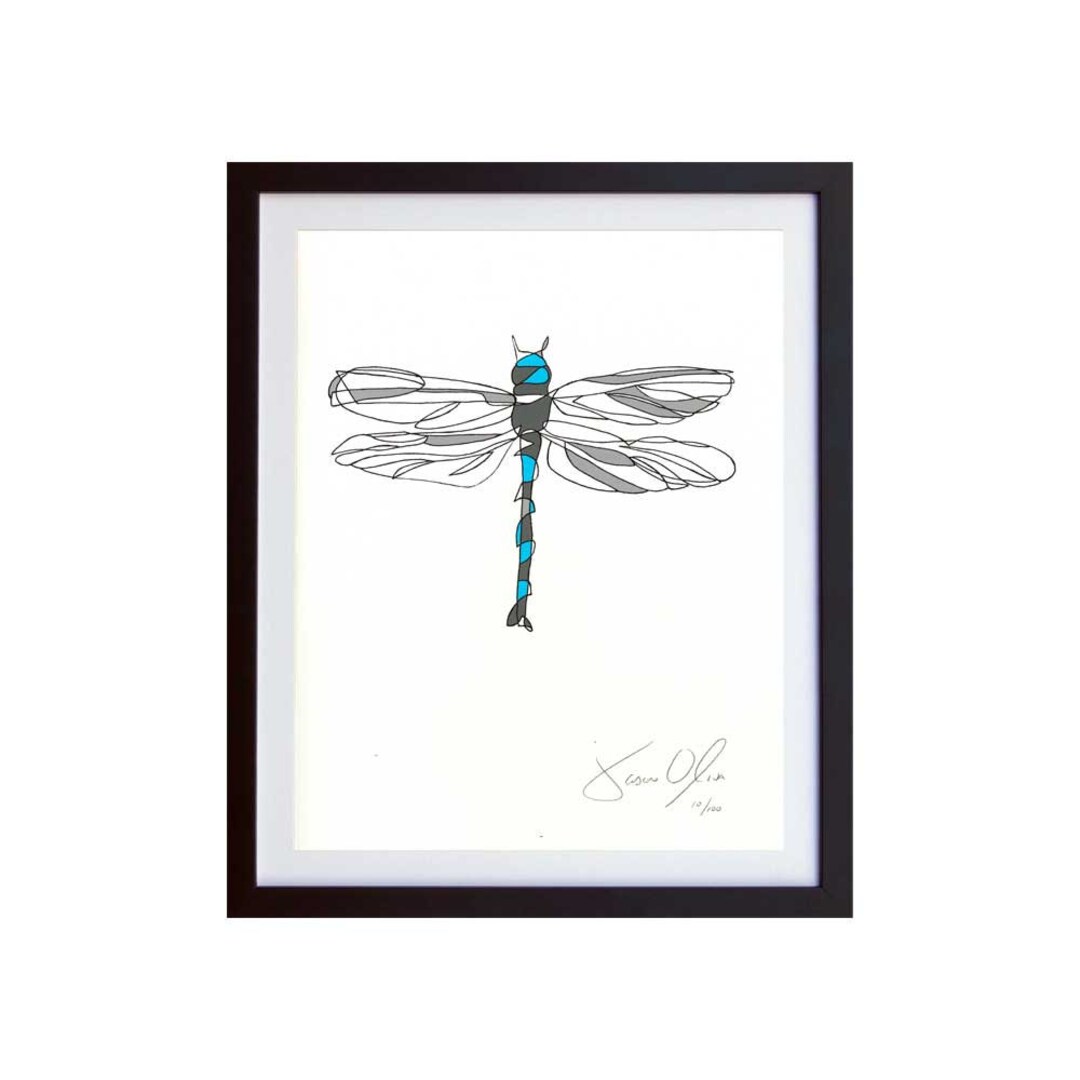 DRAGONFLY, Small (color): Hand Painted Work on Paper, Framed and Signed ...