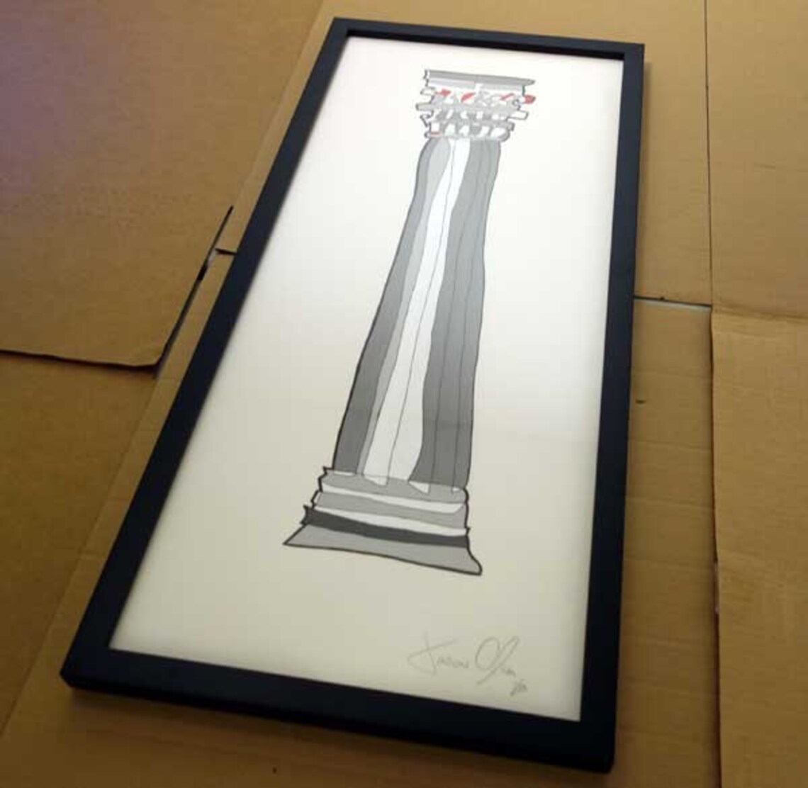 Ionic Column Painting Framed Art Piece, Greek Column Art, Architecture ...