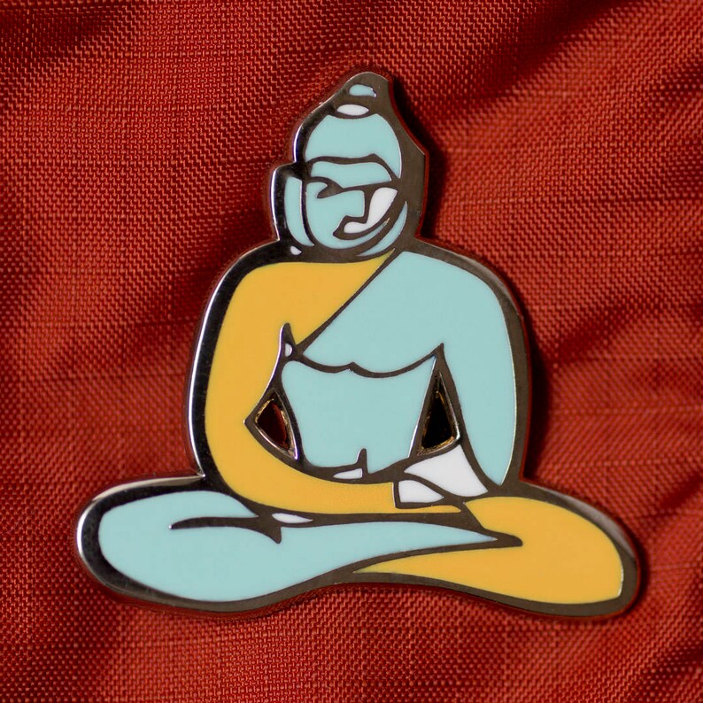 Buddha Enamel Pin, Buddha Lapel Pin, Hard Enamel Brooch, Yellow and ...