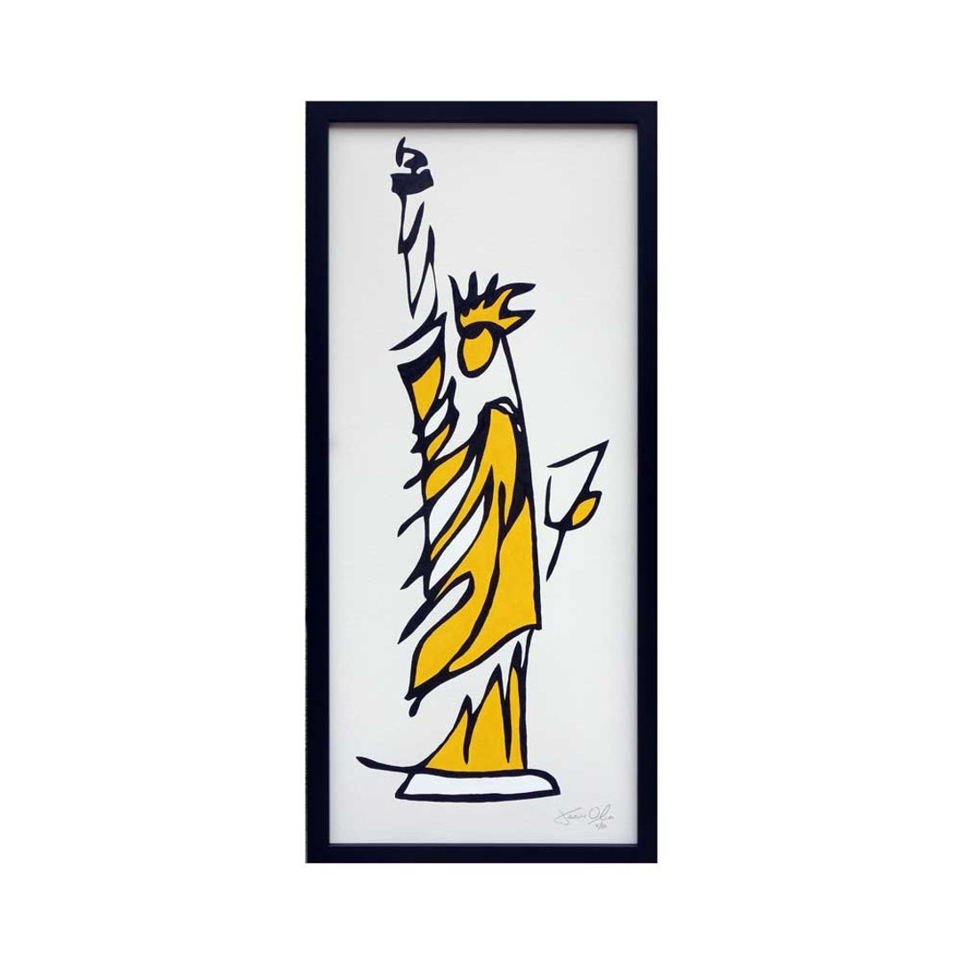 State of Liberty Fine Art, Yellow Statue of Liberty Painting, New York ...