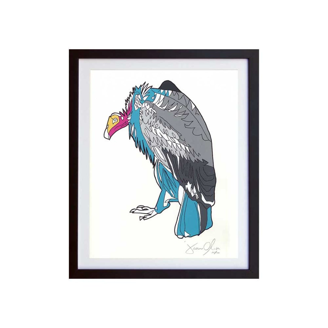 VULTURE, Small (color): Hand Painted Work on Paper, Framed and Signed ...