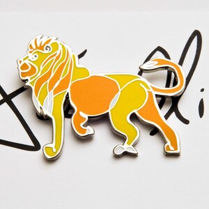 Enamel Pin Badge, Enamel Pin, Lion Enamel Pin, Fine Art Pin, Lion ...