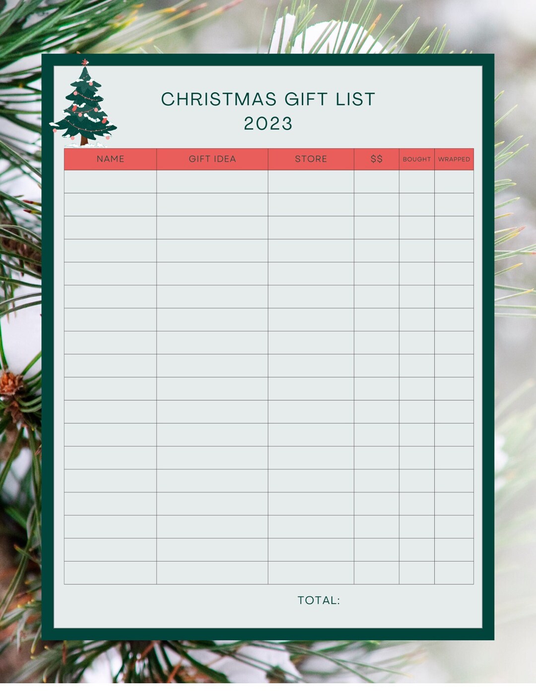 Christmas Gift List Planner Printable Download Holiday Gift - Etsy