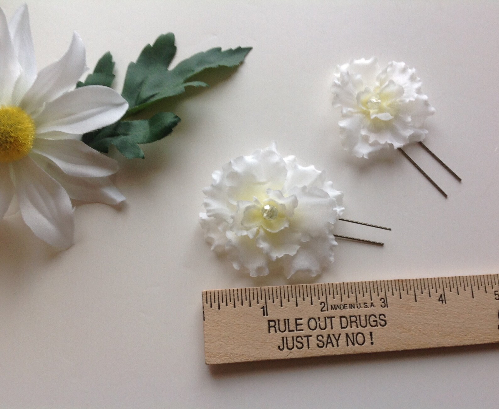 Flower Girl Hair Pins 2 White Hair Pins Bridal or Prom Hair - Etsy