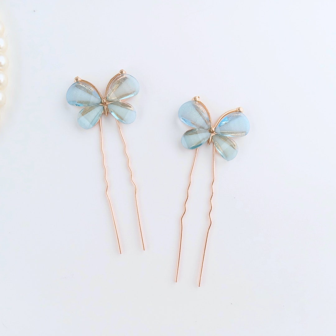 Blue Butterfly Hair Pin, Wedding Hair Pins, Butterfly Wedding Hair ...