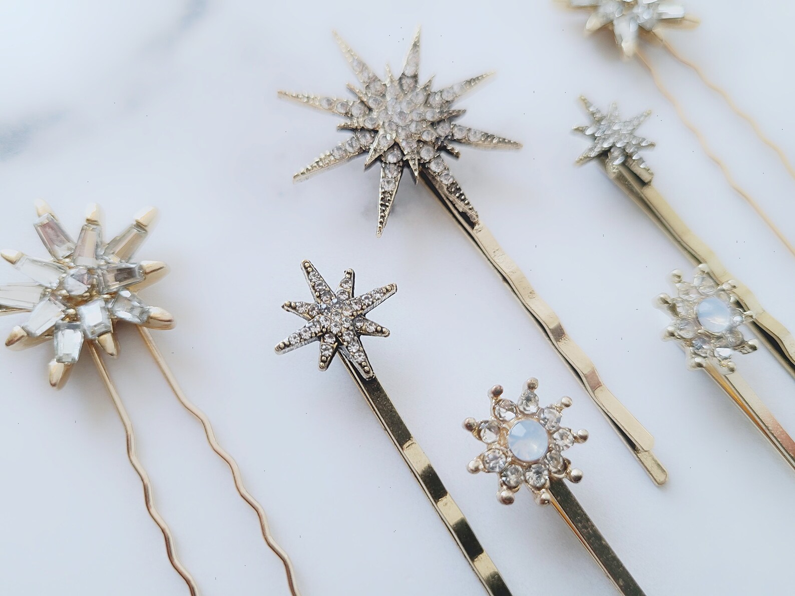 Star Hair Pins Set of 7 Gold Wedding Hair Pins Crystal - Etsy