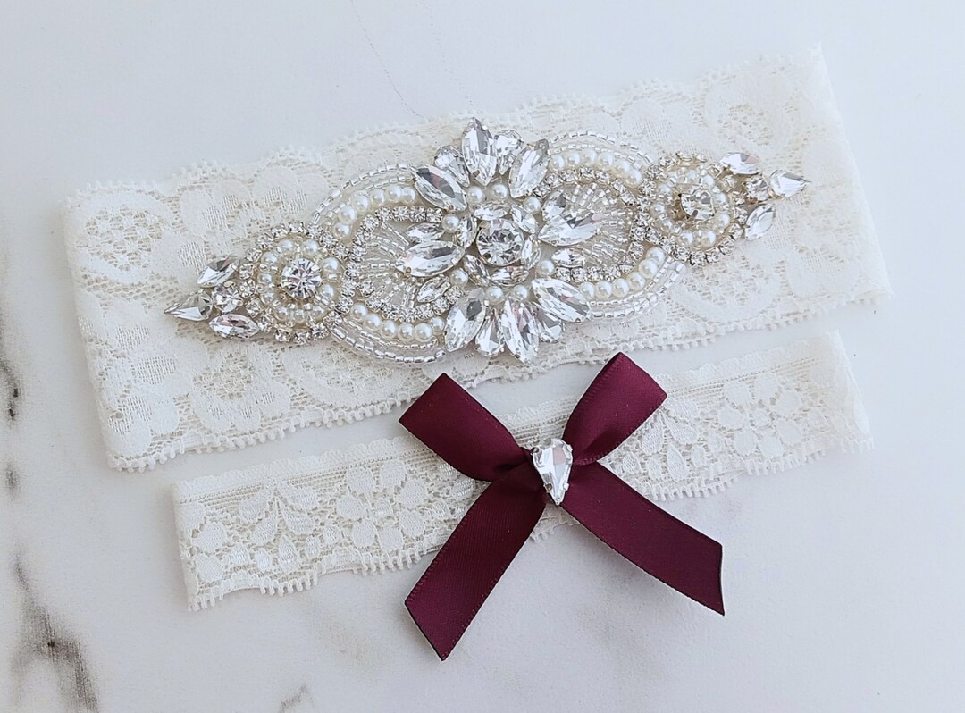 Wedding Garters Stretch Lace Bridal Garter Crystal - Etsy