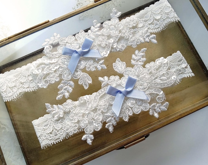 Bridal Soft Lace Garter Lace Bridal Garter With Satin Bow and Pearl ...