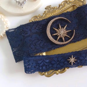 Stars and Moon Wedding Garter Set, Celestial Garters, Garters With ...