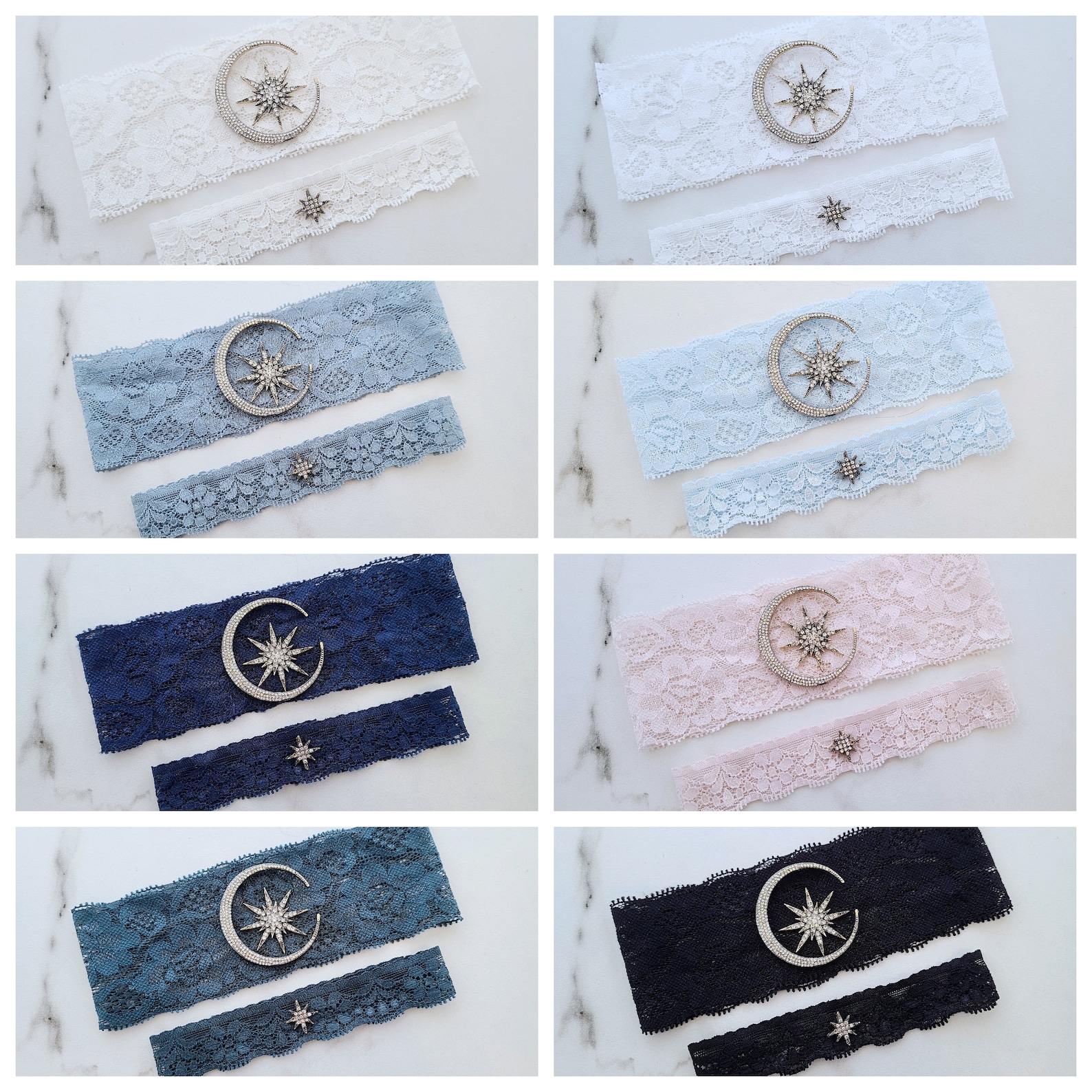 Stars and Moon Wedding Garter Set Celestial Garters Garters - Etsy