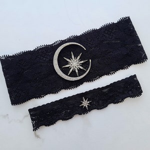 Stars and Moon Wedding Garter Set, Celestial Garters, Garters With ...