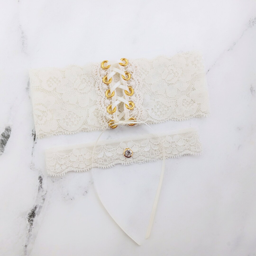 Ivory Wedding Garters, Lace Garter With Toss, Gold Garters for Wedding ...