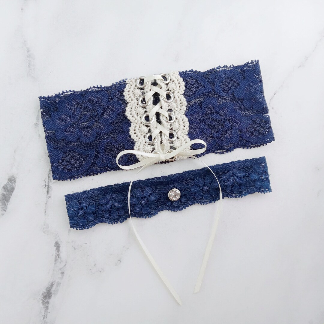 Navy Blue Wedding Garters, Lace Garter With Toss, Garters for Wedding ...