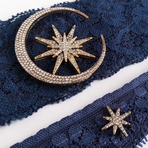 Stars and Moon Wedding Garter Set, Celestial Garters, Garters With ...