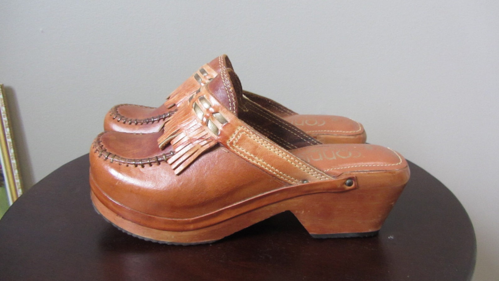 1970s Pecan Brown Leather Clogs 70's Boho Hippie Size - Etsy