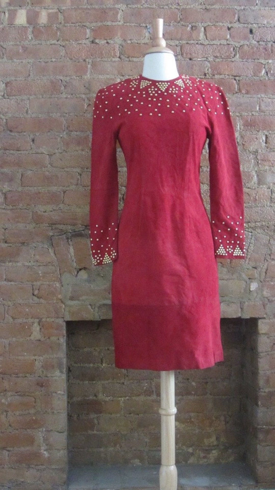 1980s Lipstick Red Suede Dress | 80's 90's High Fashion Runway Avant ...