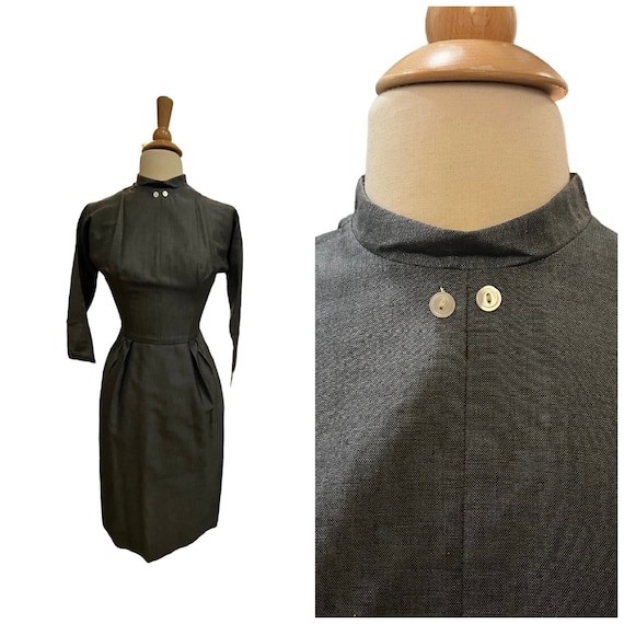 1950s Mr. Mort grey wiggle dress • 50's mid century d… - Gem