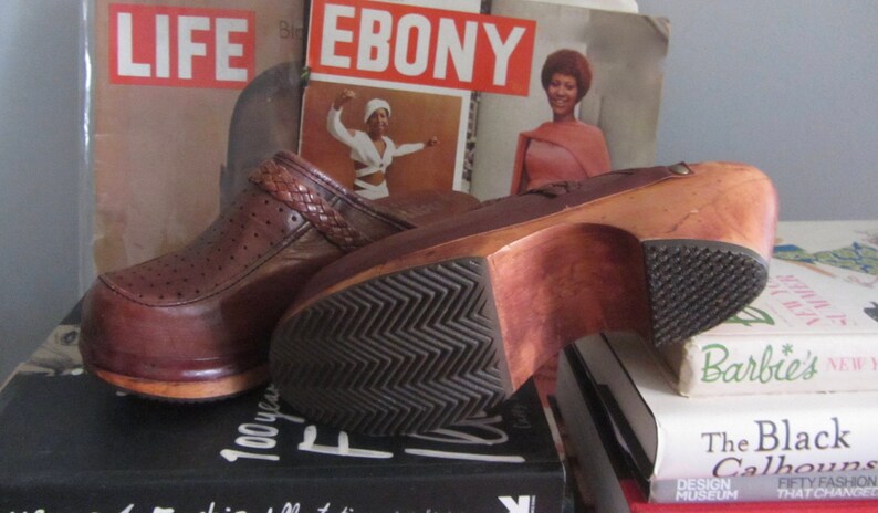1970s Brown Leather Clogs | 70's Boho Hippie - Etsy