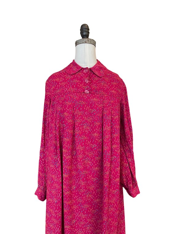 1970s raspberry pink floral trapeze dress - Gem