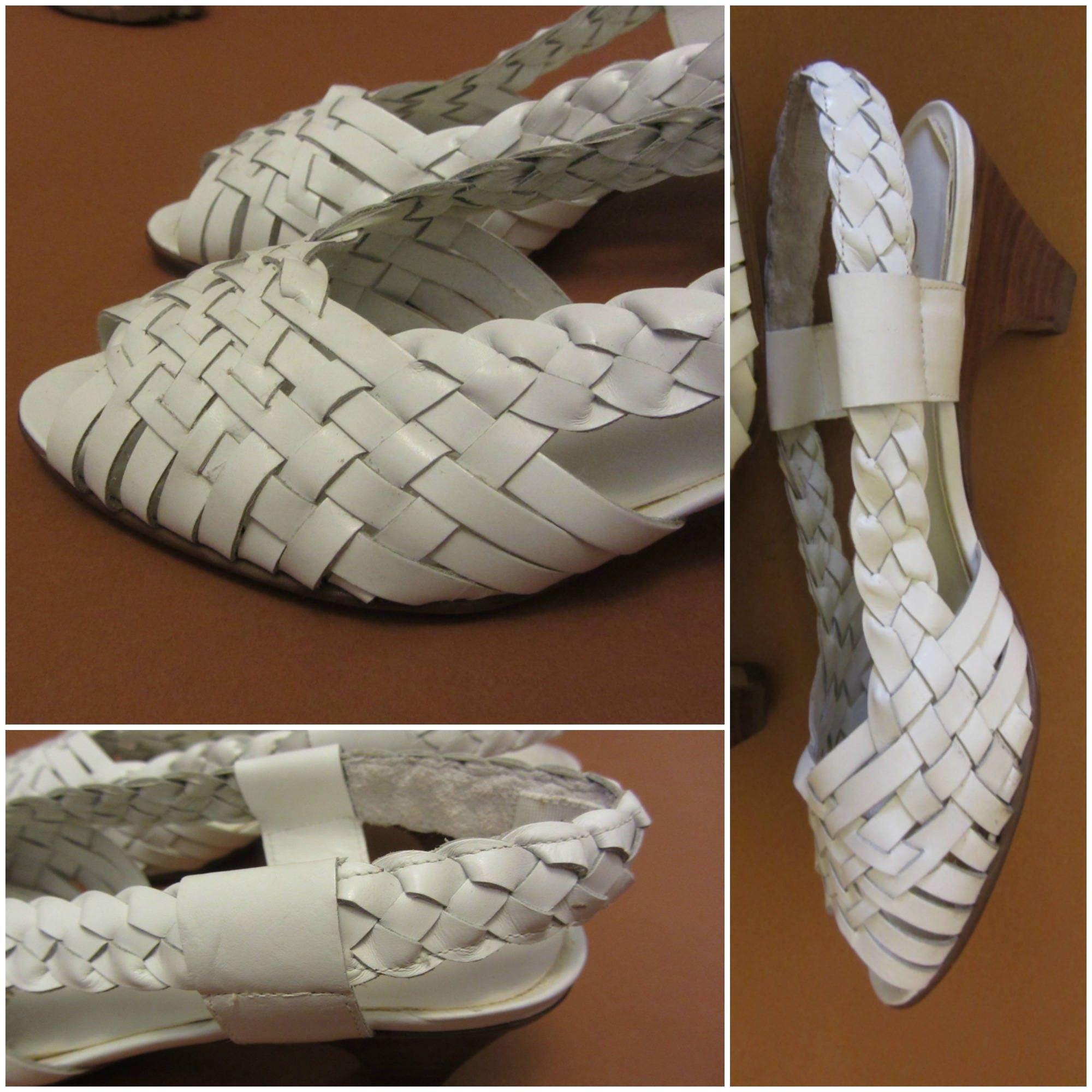 1980s Braided Leather Sandals 80's Summer Slingback - Etsy