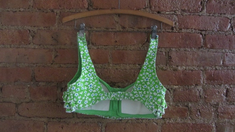 1960s Lime Green Floral Ruffle Sun Top 60s Mid Century Mod - Etsy