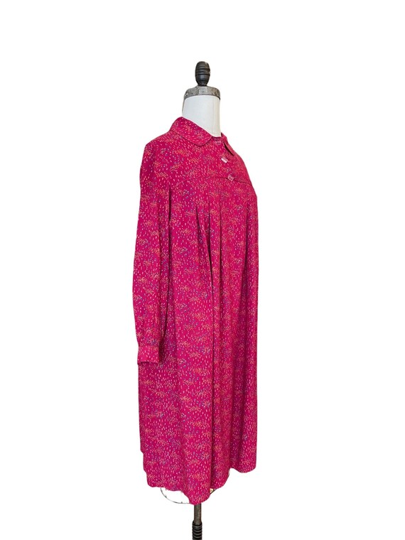 1970s raspberry pink floral trapeze dress - Gem