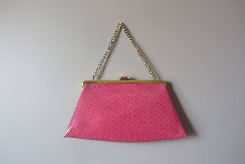 1960s Pink Vinyl Purse | 60s Mid Century Handbag - Etsy