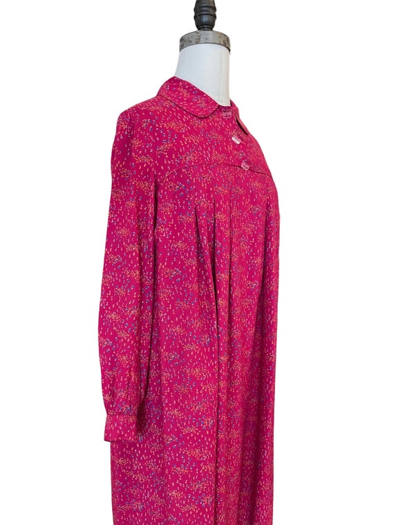 1970s raspberry pink floral trapeze dress - Gem