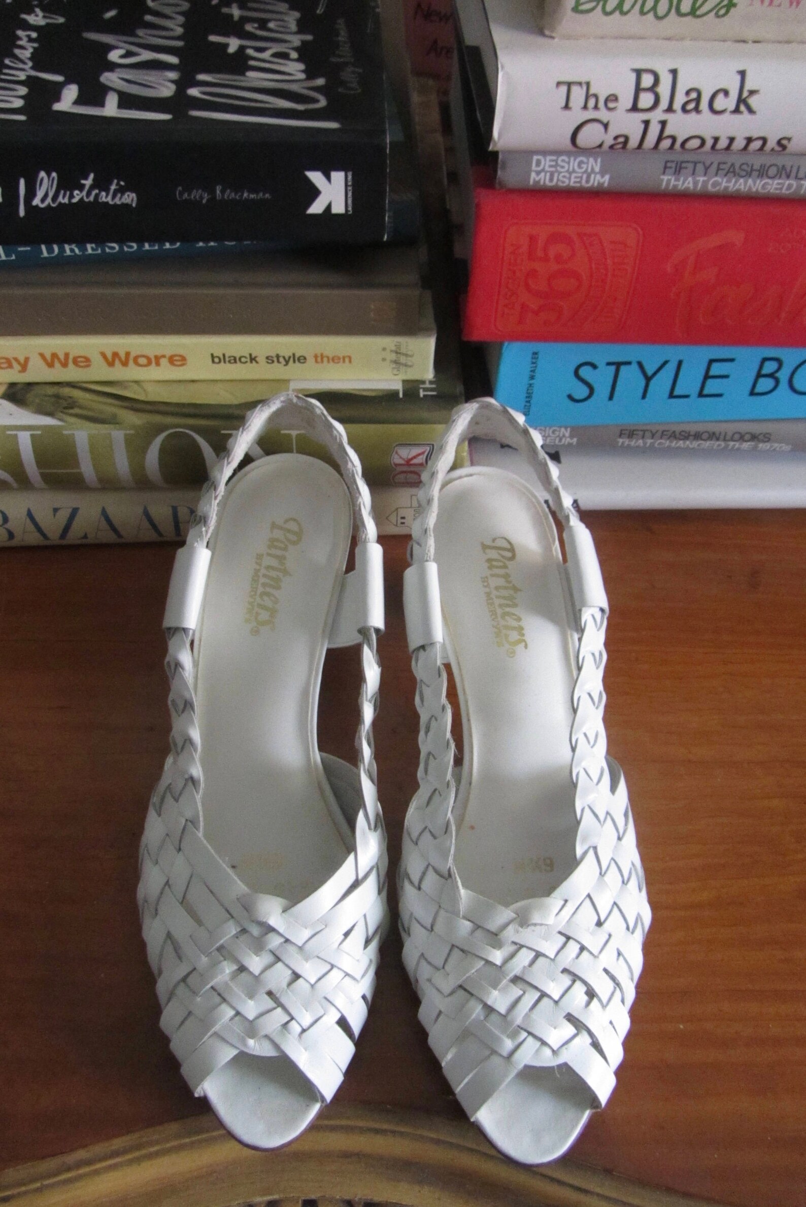1980s Braided Leather Sandals | 80's Summer Slingback - Etsy
