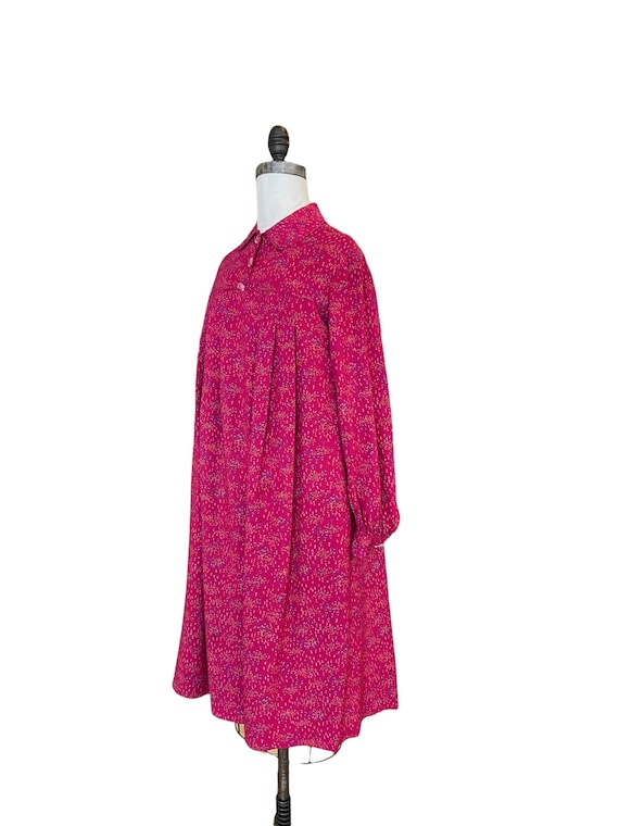 1970s raspberry pink floral trapeze dress - Gem