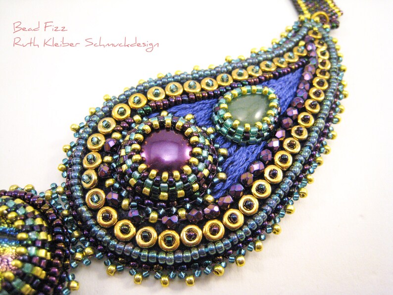 Beaded Paisley Collar, Oriental Bead Embroidery Statement Necklace With ...