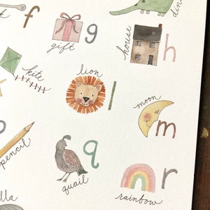 Alphabet Nursery Art - Watercolor Alphabet Chart 8x10 or 11x14 Gender ...