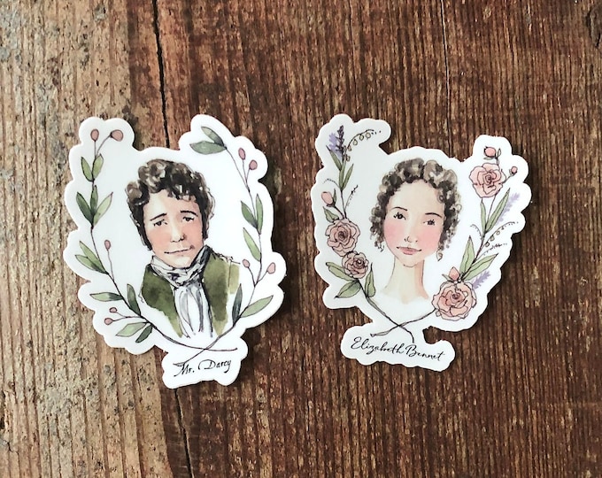 Mr. Darcy and Elizabeth Bennet Stickers From Jane Austen's Pride and ...