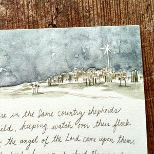 Bethlehem Watercolor and Pencil Sketch Hand Written Scripture - Birth ...
