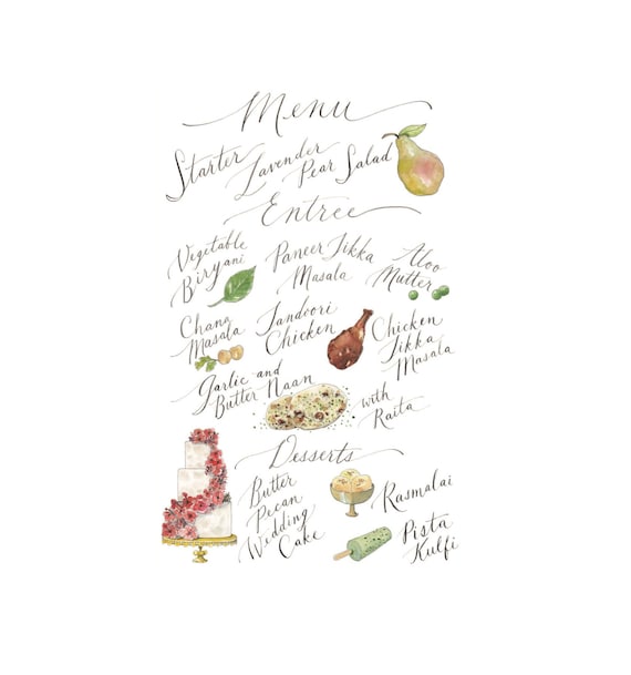 Made to Order Custom Menu Watercolor Illustration | Etsy