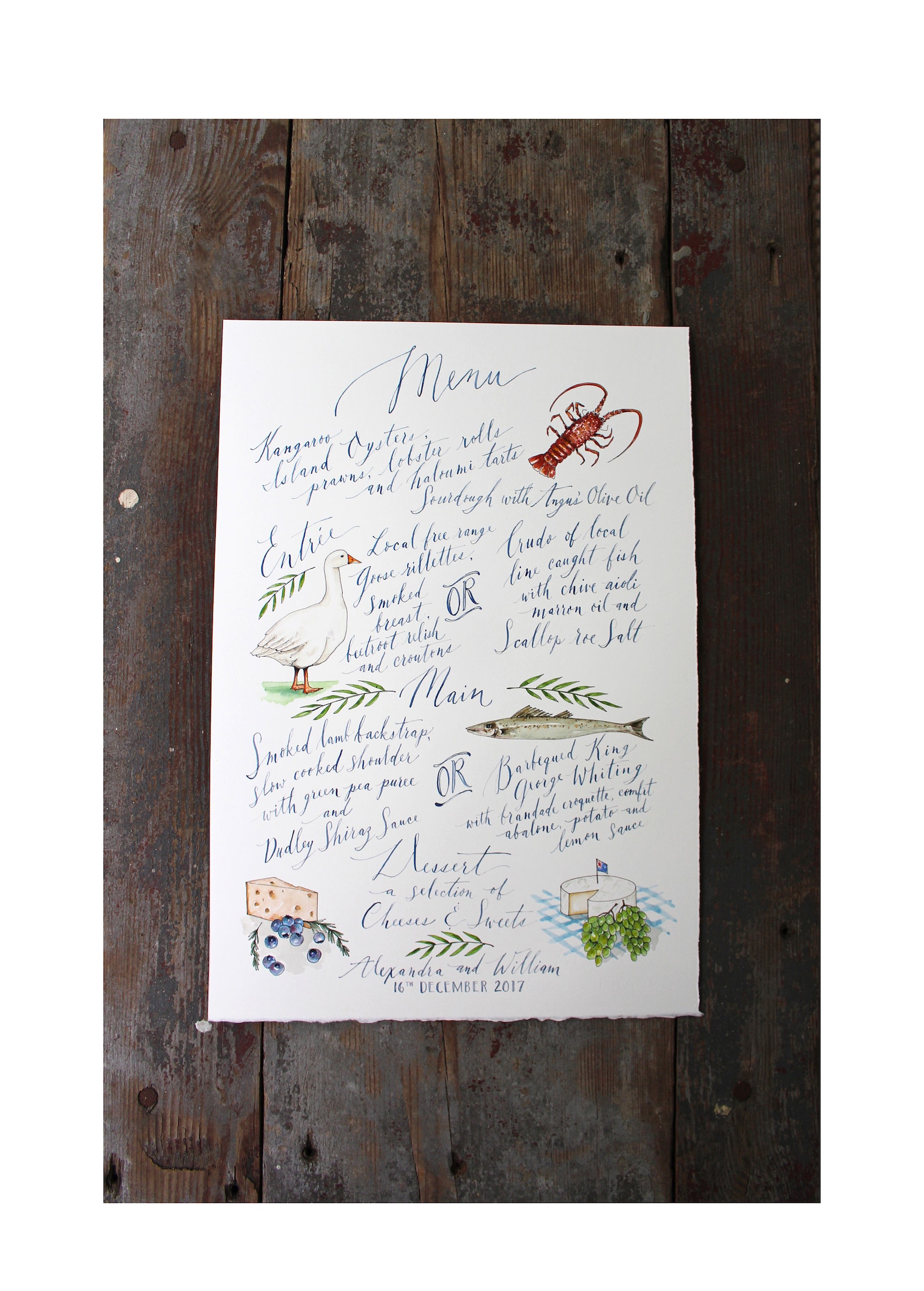 Made to Order Custom Menu Watercolor Illustration - Etsy