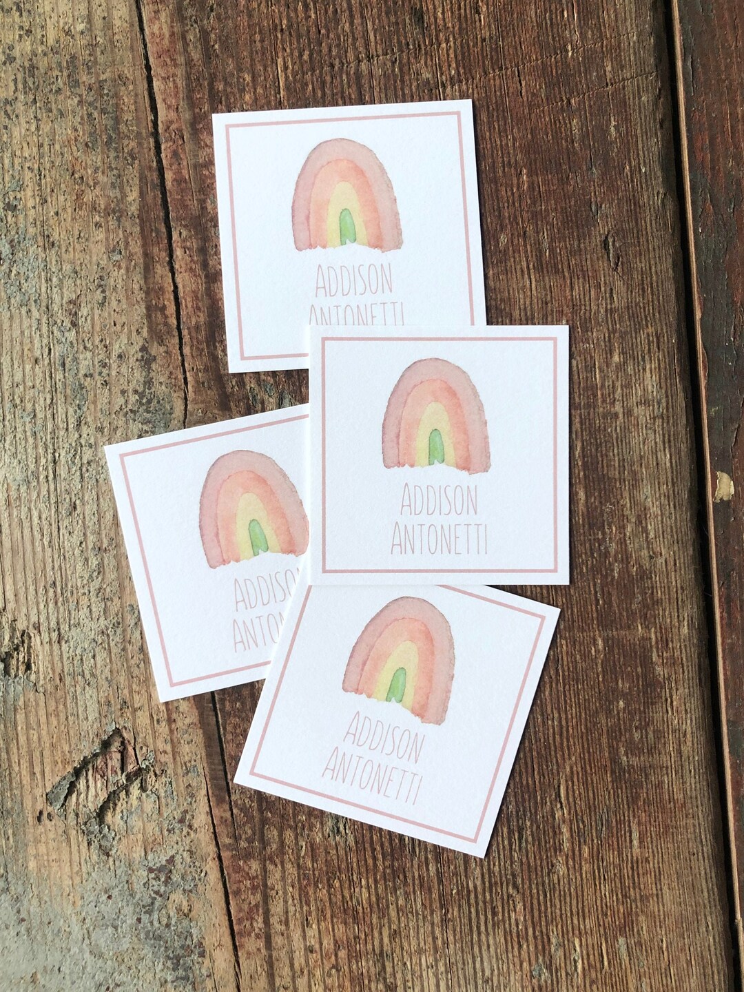 Rainbow Calling Cards for Children - Watercolor Rainbow Calling Cards ...