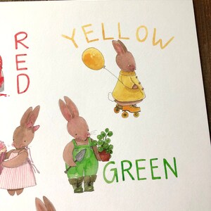 Nursery Art - Bunny Color Chart - 8x10 or 11x14 Gender Neutral Child's ...