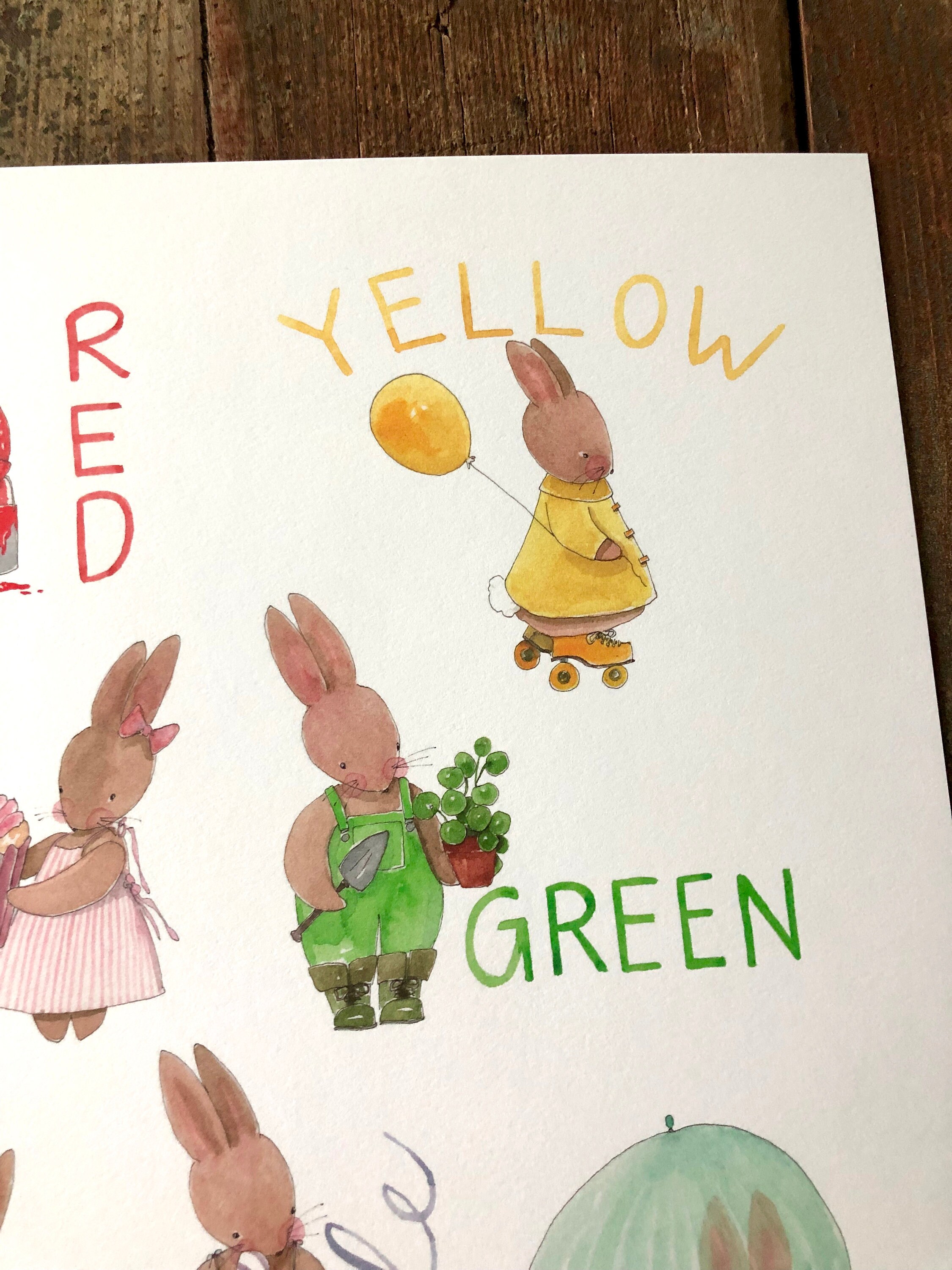 Nursery Art Bunny Color Chart 8x10 or 11x14 Gender Neutral | Etsy
