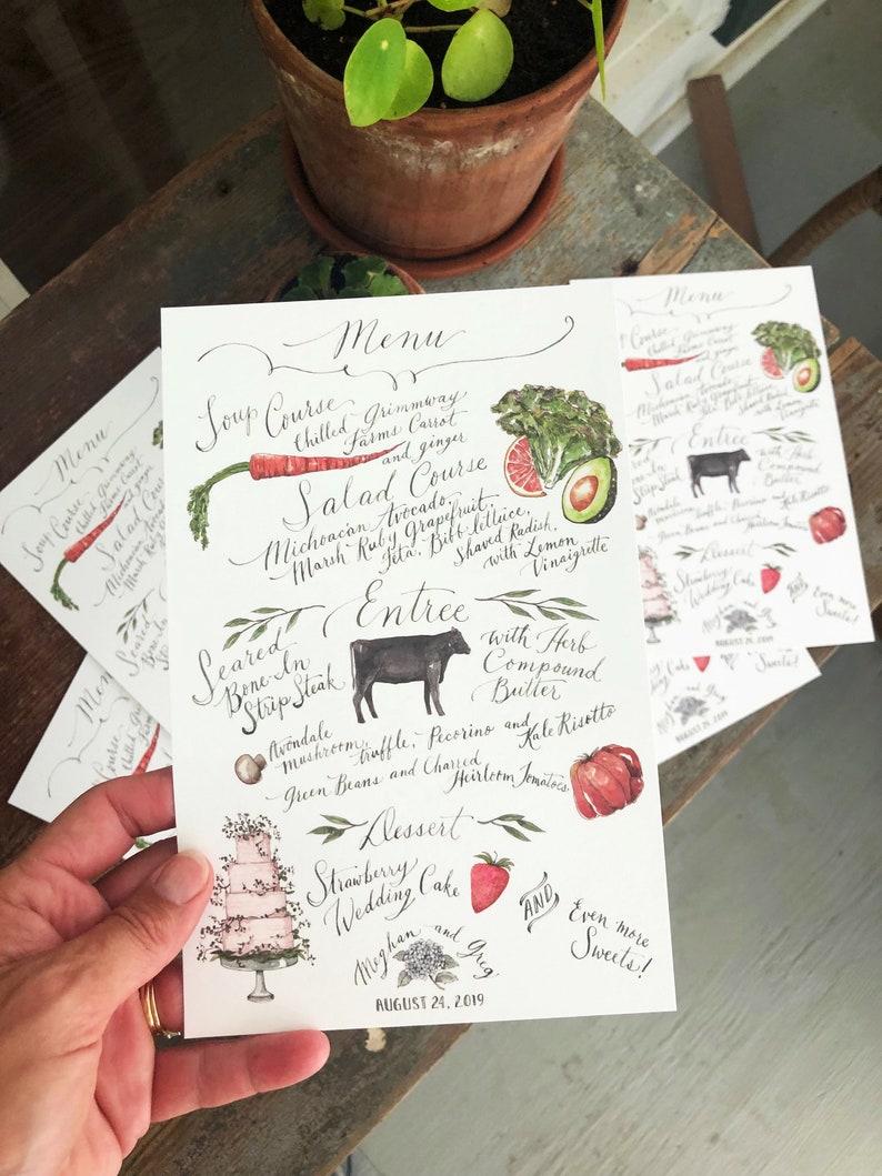 Made to Order Custom Menu Watercolor Illustration | Etsy