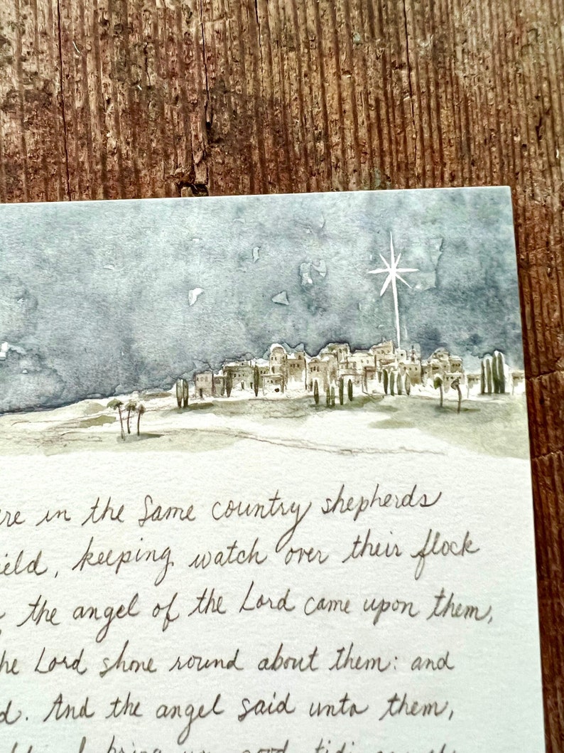 Bethlehem Watercolor and Pencil Sketch Hand Written Scripture - Birth ...