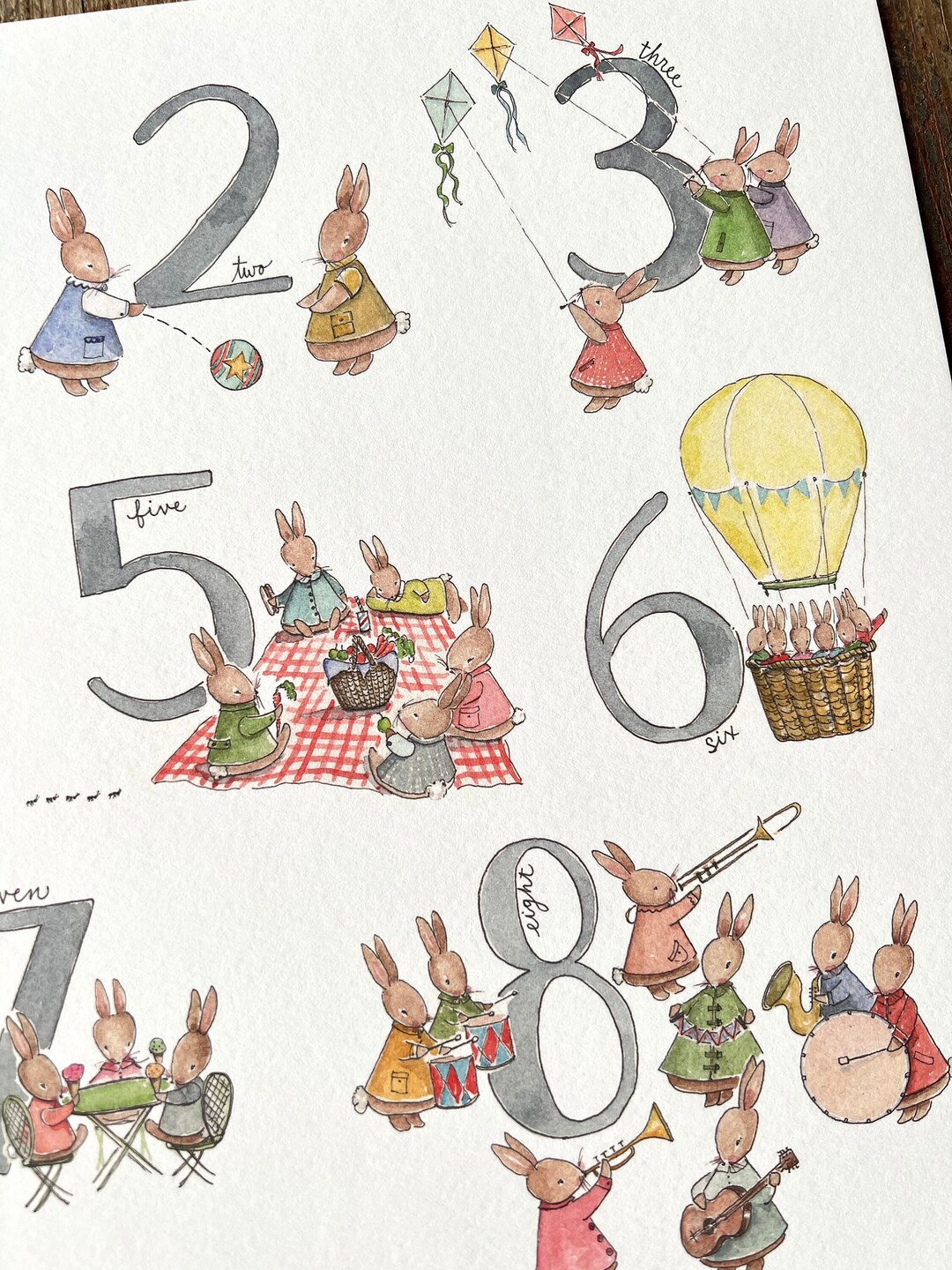 Nursery Art Bunny Number Chart 8x10, 11x14 or 11x17 Boy or Girl Nursery ...