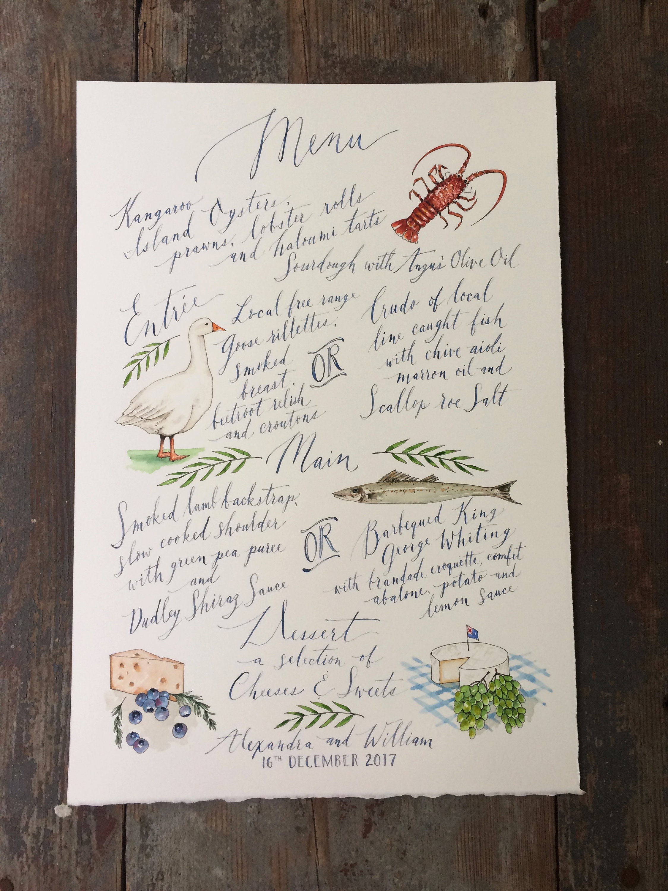 Made to Order Custom Menu Watercolor Illustration | Etsy