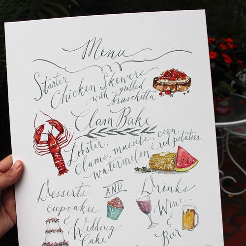 Made to Order Custom Menu Watercolor Illustration - Etsy