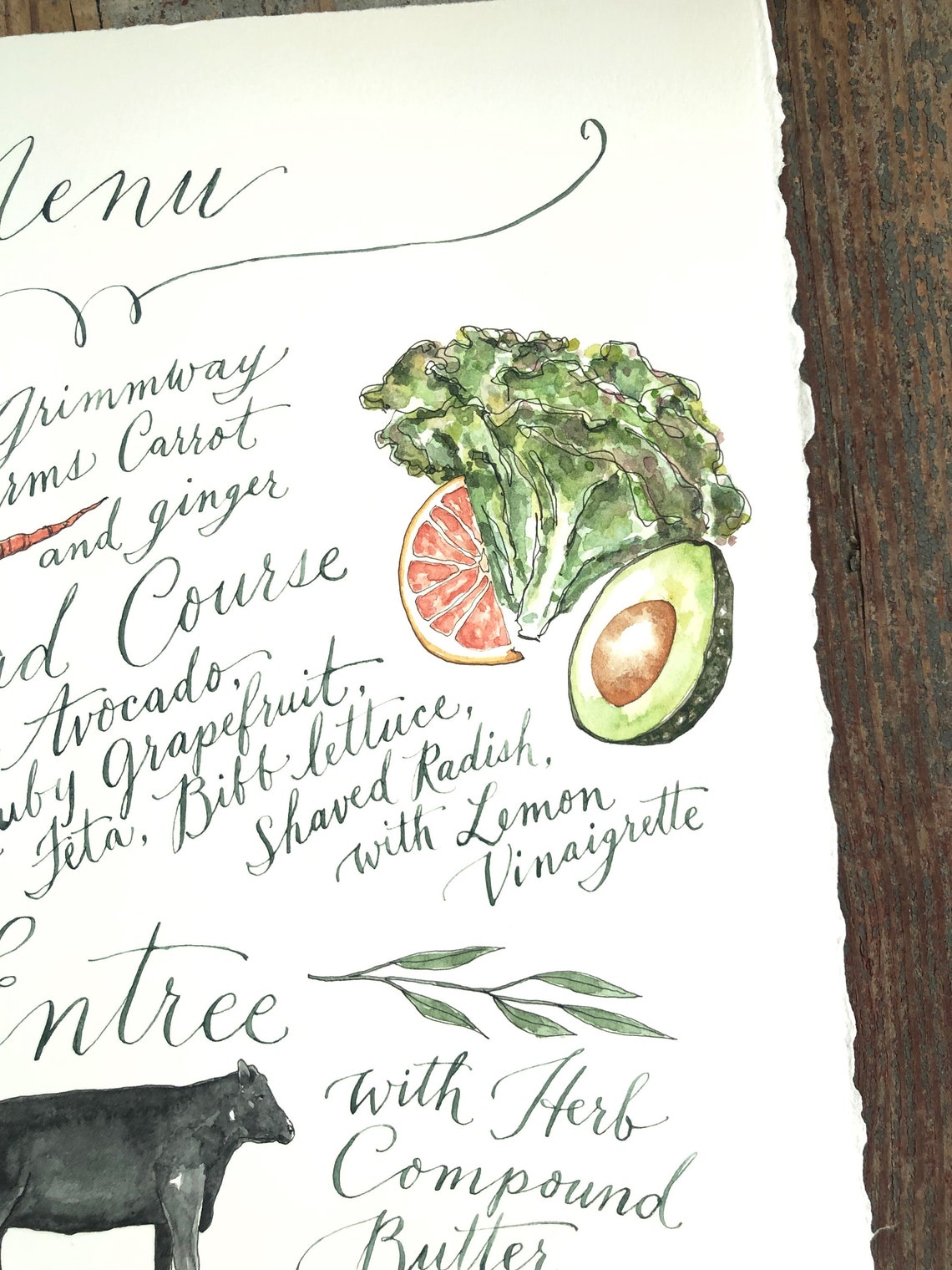 Made to Order Custom Menu Watercolor Illustration | Etsy