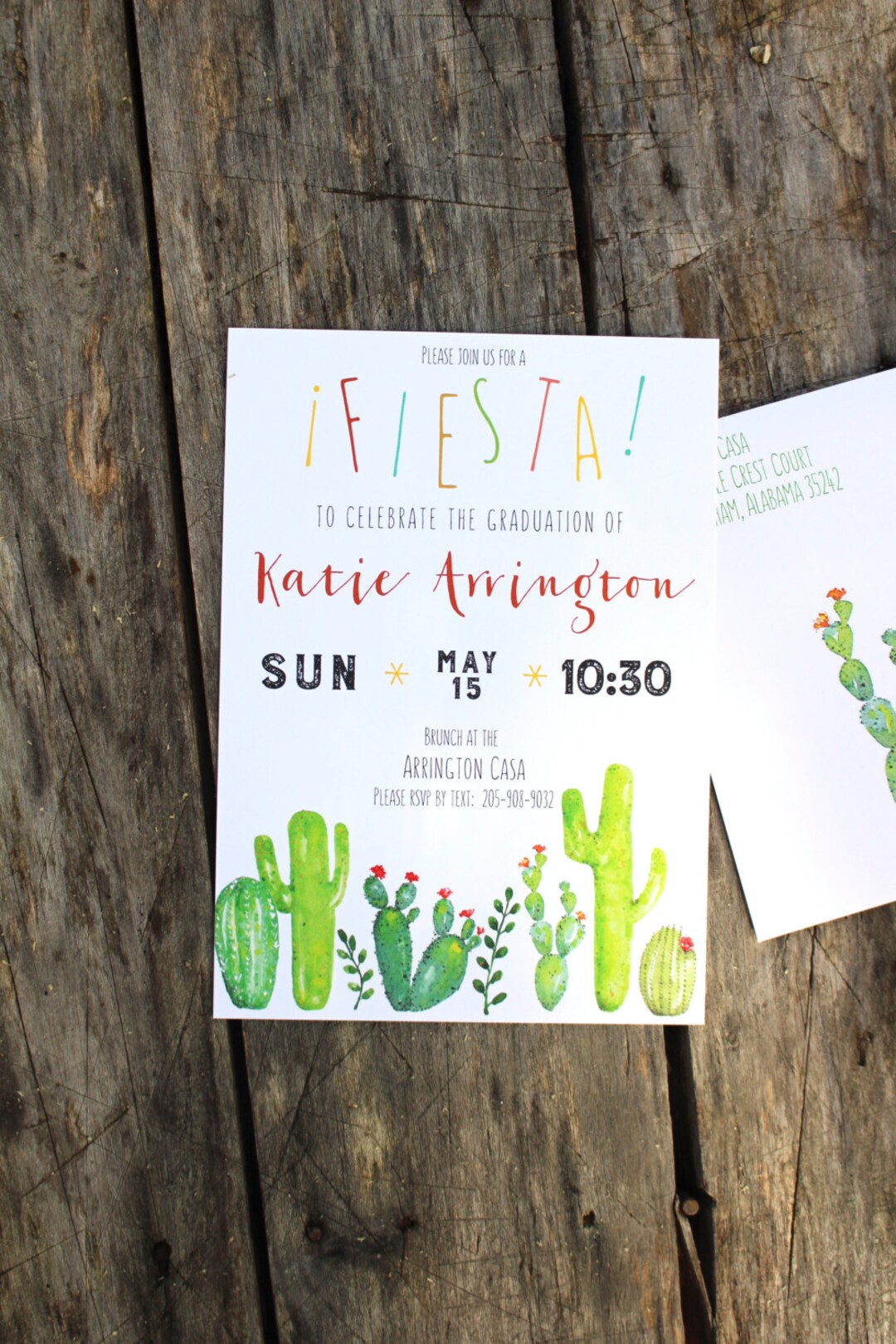Cactus Invitation - Watercolor Fiesta Invitation - Succulents - Kids ...