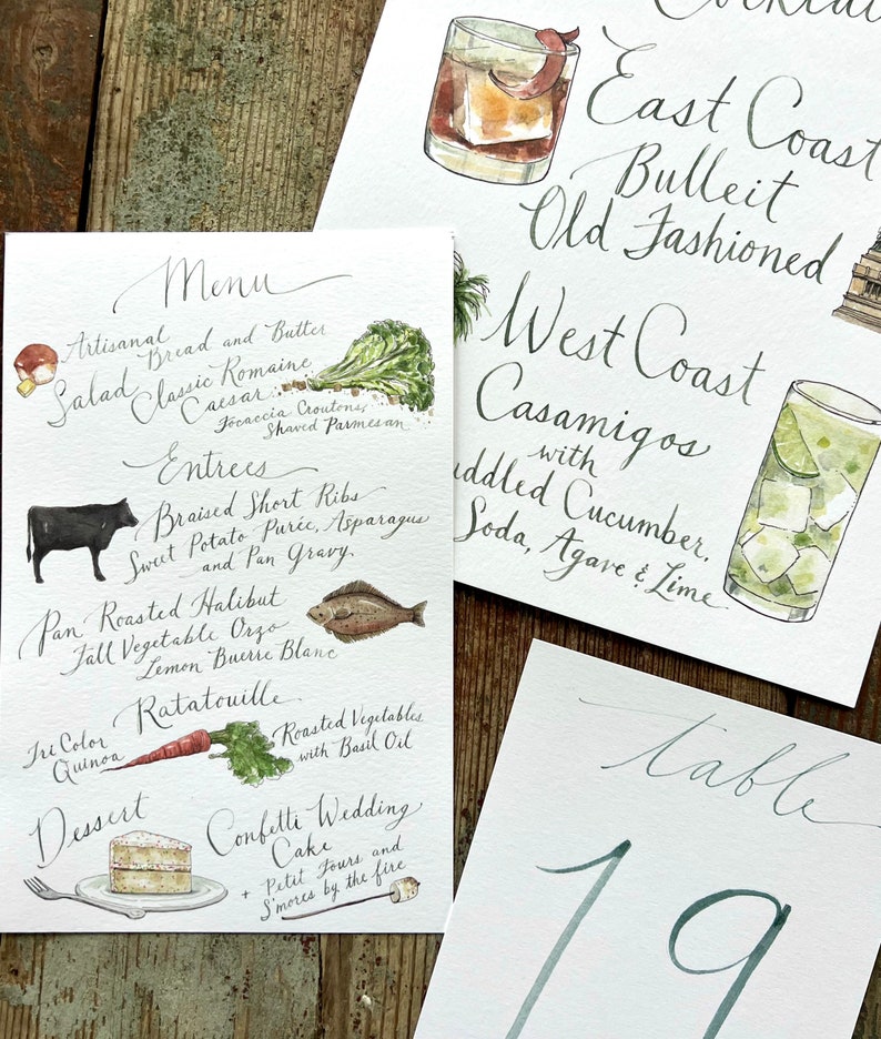 Made to Order Custom Menu Watercolor Illustration - Etsy